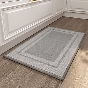 PADOOR Kitchen-Rugs Washable, Rubber Backing Non-Slip Kitchen Mat,Absorbent Kitchen Floor Mats in Front of Sink, Kitchen Mats for Floor Grey 17"x32"