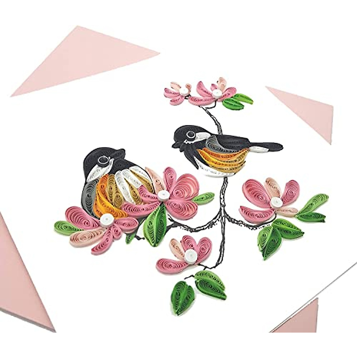 TUMYee Spring Birds and Flower, Quilling Card 3D Colorful Cute Holiday Card, Greeting Card Card for Valentine, Sympathy, Thinking Of You, Quilled Card for Christmas,Birthday,Anniversary, Friend Mom with Envelop(Blossoms and Birds)