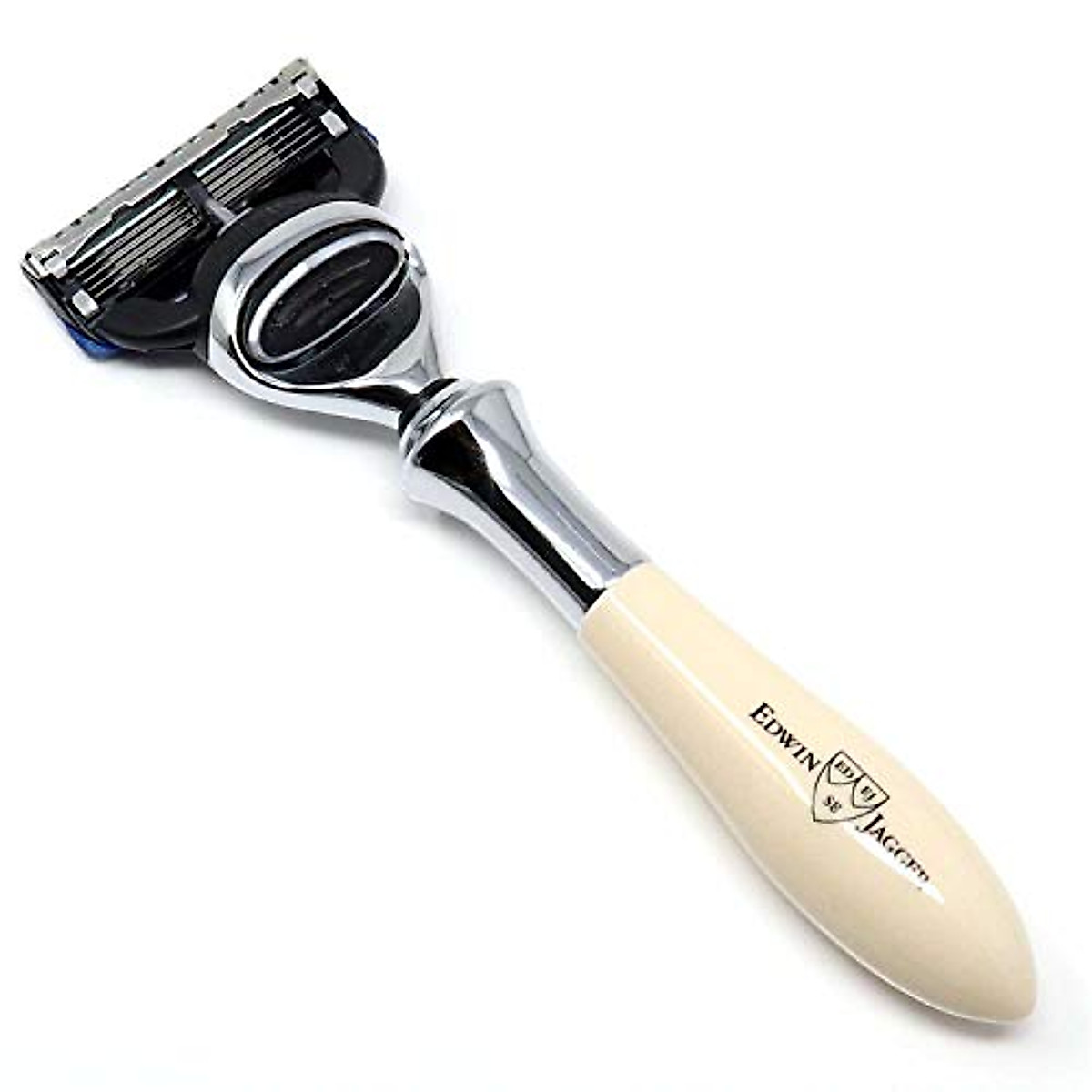 Edwin Jagger Plaza Shaving Handle Compatible With Gillette Fusion Razor Cartridge (Imitation Ivory)
