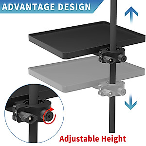 Universal Microphone Stand Tray, Adjustable Mic Stand Tray Clamp On Utility Shelf Stand. Music Stand Tray for Music Sheet, Live Streaming, Karaoke, Recording, Music Stand Accessories (8.7" x 6.5")