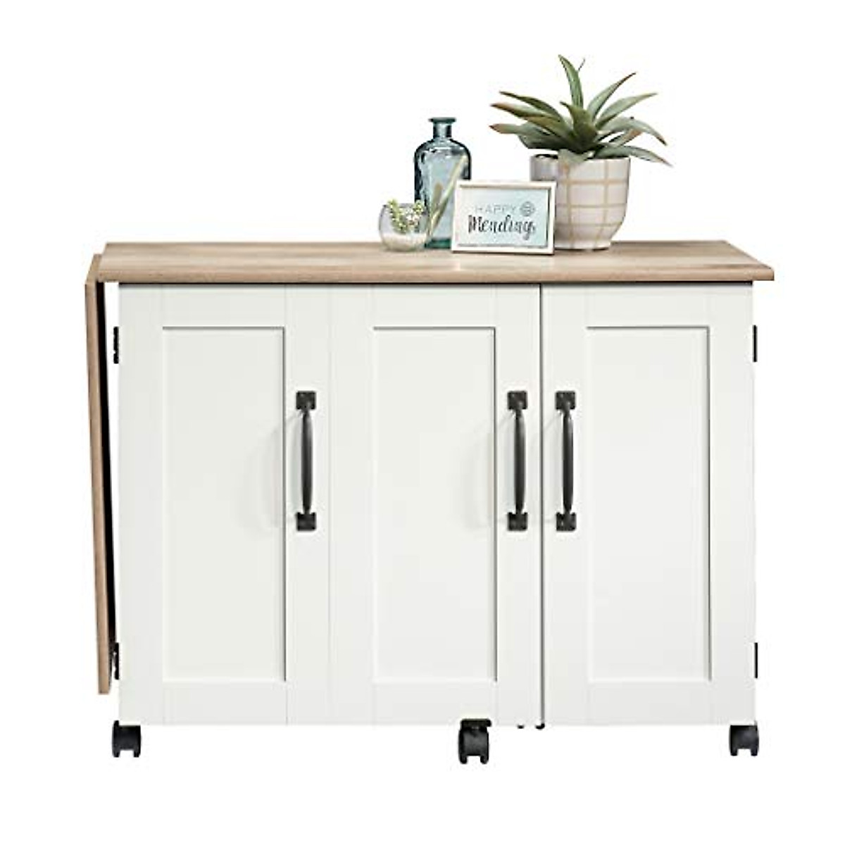 Sauder Miscellaneous Craft Cart, L: 39.29" x W: 19.49" x H: 28.54", Soft White finish