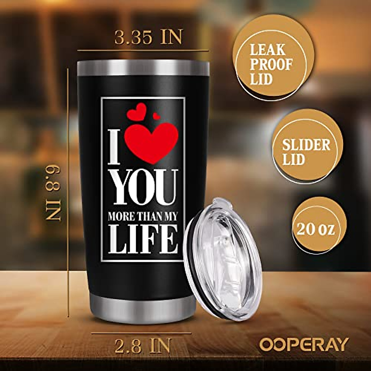 Gifts for Him, I LOVE YOU Tumbler 20oz, Anniversary Valentines Day Birthday Gifts for Husband from Wife, Insulated Travel Tumbler for Men, Boyfriend