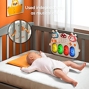 TUMAMA Remote Control Baby Play Mat Large, Tummy Time Mat with Piano, Baby Activity Mat with 4pcs Hanging Baby Rattle, Baby Gym with Lights and Music, Newborn Toys Unisex