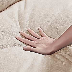 Deep Seat Down Feather Filled Modular Upholstered Sectional Sofa Couch with 4 Waist Pillows for Home Office Apartment Living Room,L-Shaped Corner Sofa & Couch Movable Ottoman/Chaise