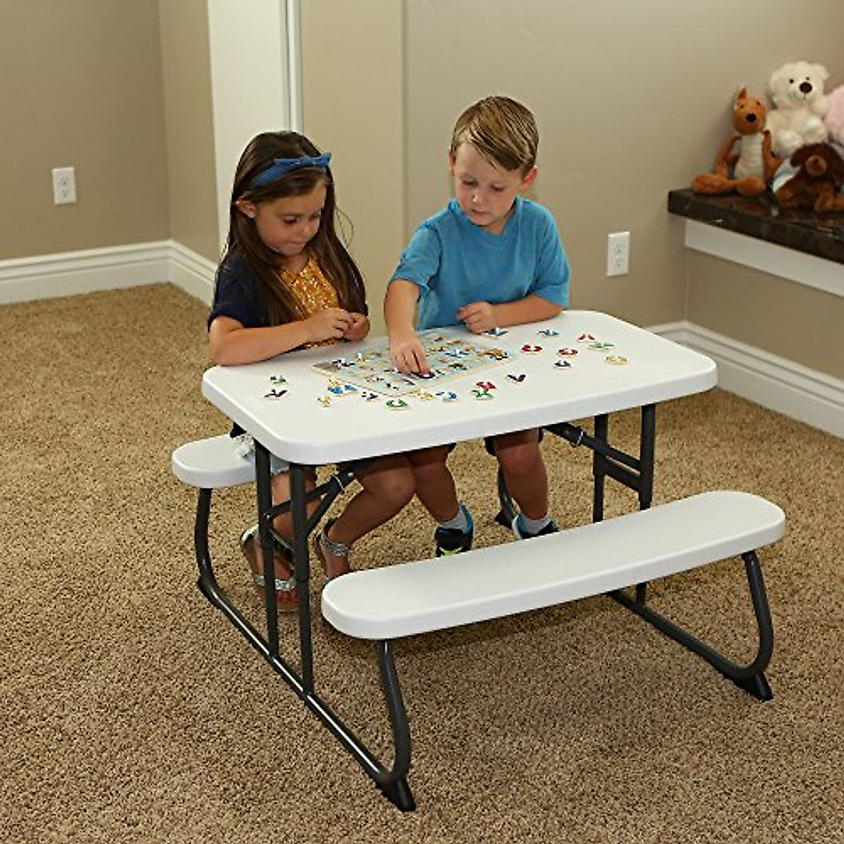 Lifetime Kid's Picnic Table, White and Black