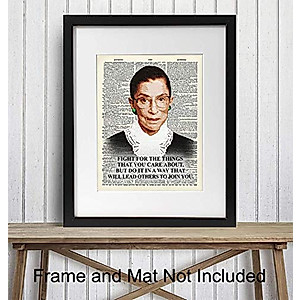 Ruth Bader Ginsburg Wall Art Print - Inspirational Quote Dictionary Home Decor Picture - Upcycled Motivational Decoration for Office, Living Room, Apartment - Gift for RBG Fans - 8x10 Poster