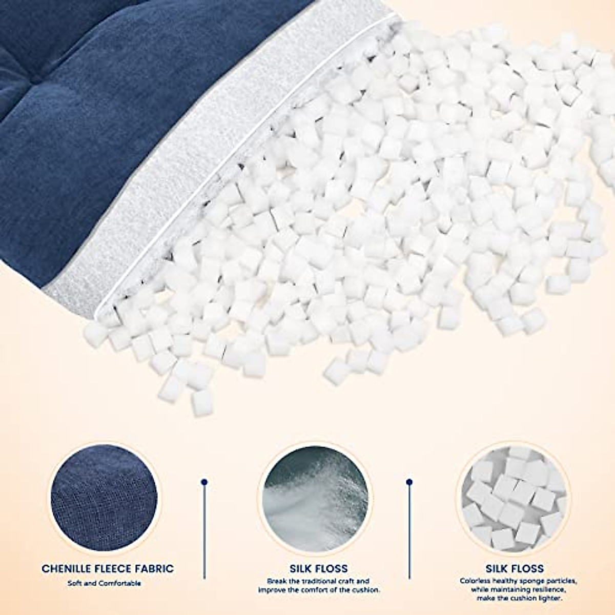 sutailocus Bench Cushion,2 Ties and Non-Slip Bottom,Tufted Bench Cushions for Indoor/Outdoor Furniture,for Bench/Window/Piano/Porch/Swing,Custom Size Bench Cushion (30x14x4 Inch, Blue)