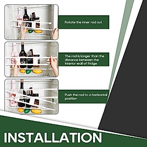 RVGUARD Double RV Refrigerator Bar Adjustable Fridge Tension Rod Holds Food and Drinks in Place Extends Between 16" and 28" for Camper Refrigerator, Kitchen, Cupboard, Bookshelf（2Sets）