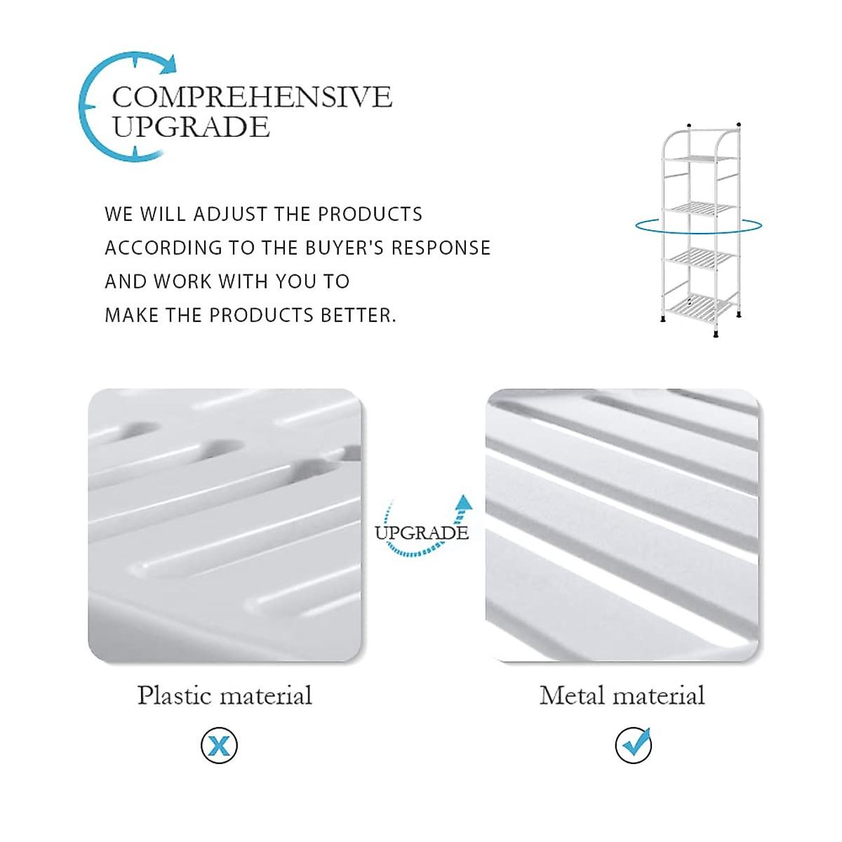 Isyunen 4 Tier Bathroom Storage Open Shelf Unit,Storage Shelf Rack,Free-Standing Metal Corner Rack Shelving for Bathroom,Kitchen, Living Room, Hallway,Display Bath Essentials, Planters, Books