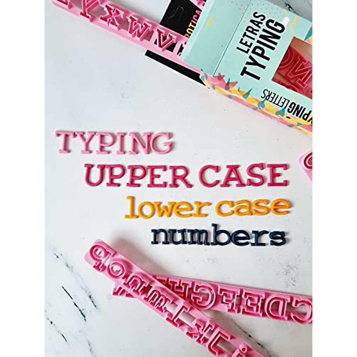 La Botica Makers Typing Alphabet Biscuit Fondant Cake, Cookie Stamp Impress Embosser Cutter Mold - 1.10 Inches Blue, 8-Pack