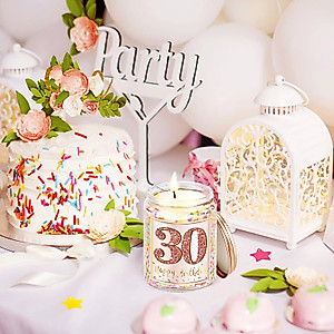 Happy Birthday Candle with DIY Stickers for Any Age: Vanilla Cream-Scented Birthday Candle with Sprinkles - Pink Rose Gold Sweet Birthday Gifts for Girls Women Funny Birthday Presents for Her