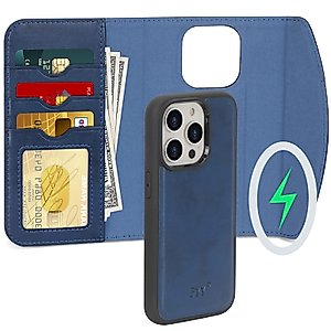 FYY Designed for iPhone 14 Pro 6.1 Case, [Compatible with Magsafe Charging] 2-in-1 Magnetic Detachable Wallet Phone Case with Card Holder Protective Cover for iPhone 14 Pro 6.1" 2022 Blue