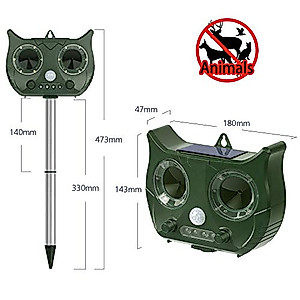 WQBK Animal Outdoor Solar Powered Device with Independent Audible Alarm Speaker- Effectively Scares Away Cats, Dogs, Squirrels, Deer, Raccoon, Groundhog, Skunk, Birds etc