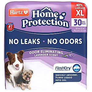 Hartz Home Protection Lavender Scented Dog Pads, XL 30 count, Super Absorbent & Won't Leak, Odor Eliminating