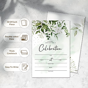 25 Wedding Reception Invitation, Bridal Shower Fill-in Invites Cards, Engagement Invitations with Envelopes, Beautiful and Minimalist Wedding Planning Supplies (JY083)