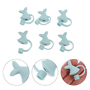 Amosfun 6Pcs Silicone Straw Tips Cover Cute Straw Cover Cap Straw Toppers Dolphin Tail Straw Cap Cover Straw Plug for Drinking Straws Party Gifts