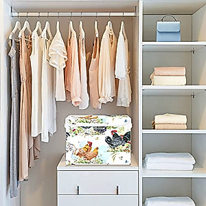 Kigai Rooster Pattern Storage Bins with Lids and Handles 17x13x12 In Foldable Fabric Storage Basket Toys Clothes Organizer for Shelves Closet Home Bedroom Office