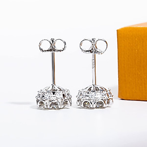 2cttw Moissanite Stud Earrings Crown Gold Plated 925 Sterling Silver Earrings for Women D Colour VVS1 Lab Created Diamond Stud Earring for Her Mother's Day Gift with Certificate