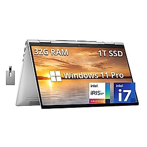 HP Envy x360 2-in-1 15.6” FHD Touchscreen Laptop, Intel Core i7-1260p, 32GB RAM, 1TB SSD, Backlit KB, HD Webcam, Intel Iris Xe Graphics, Wi-Fi, Bluetooth, Win 11 Pro, Silver, 32GB USB Card