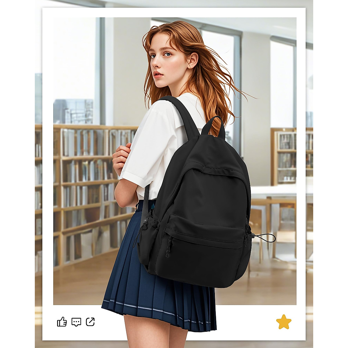 VECAVE School Backpack Black Waterproof Bookbag Casual Lightweight Travel Rucksack Daypack Backpacks for Men Women College High School Bags backpack For Boys Girls Teens