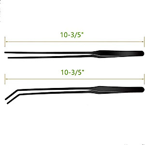 MRTIOO Reptile Stainless Steel Long Tweezers Feeding Tongs, Lizards Snake Gecko and Tarantula Supplies, Terrariums Aquarium Fish Tank Tools - Black 2Pcs
