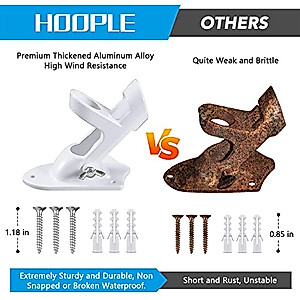 HOOPLE Flag Pole Holder for Outside House, Flag Holder, Flag Holders for Outside, Heavy Duty Flag Pole Mounting Bracket, Flag Bracket, Aluminum Rust Free Coated, Stainless Hardware 1" Diameter (White)