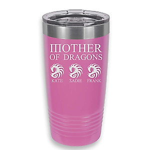 Froolu Personalized Tumblers Customized with Names - Travel Mug Gifts for Mom - Cute Mama Bear, Deer, Dragon Designs - Custom Coffee Cups Mother's Day, Christmas, Birthday Gift for Momma - Engraved