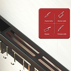 Jaugufiy Kitchen Wall Mount Utensil Rack Utensil Wall Organizer for Spoons, Knives, Forks, Chopsticks, Cookware Cutlery Holder (Silver)