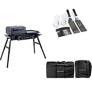 Blackstone Tailgater Portable Gas Grill and Griddle Combo & Cover + Griddle Tool Kit Bundle