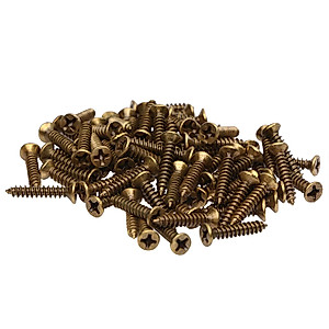 Mini Skater M3 ×16mm Bronze Cross Flat Head Tapping Wood Screws with Oxide and Wax Screws, 100PCS