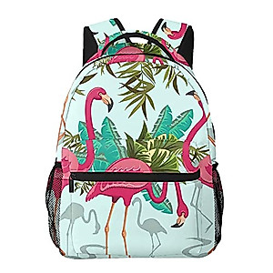 Tropical Palm Tree Flamingo Casual Backpack Printed Travel Daypack Laptop Backpack