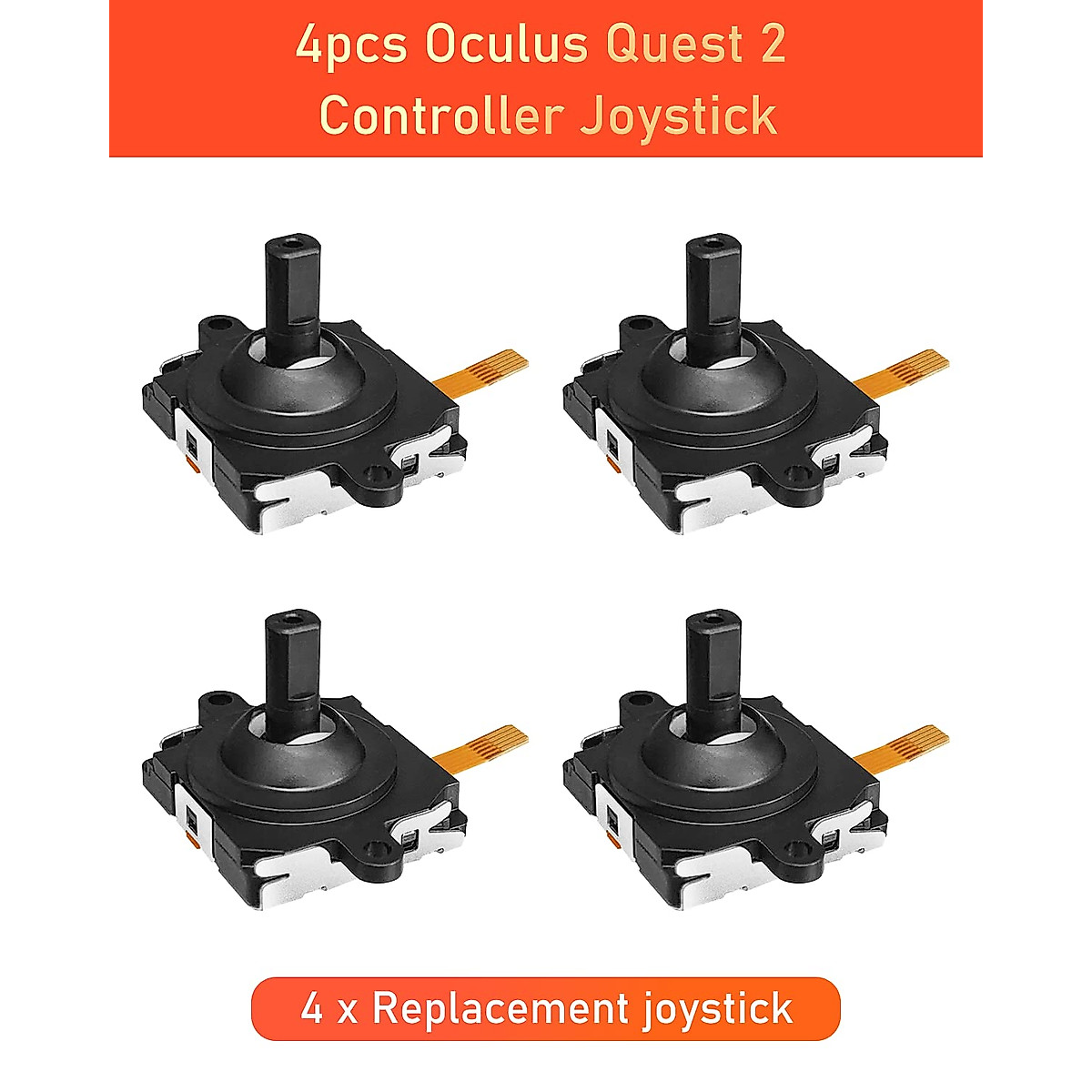Analog Joystick Repair Kit for Oculus Quest 2 Controller/Meta Quest 2 Controller - Quest 2 Controller Replacement: 4 Joysticks, T5 Screwdriver, Tweezer, Pry Tool, 4 Protective Caps for Oculus 2