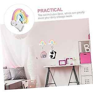 18Pcs Rainbow Wall Hook Cute Clouds Star Rainbow Key Hat Towel Hooks Adhesive Drill Free Wall Hangers Wall- Mounted Hanger Wall Clothes Hooks for Home Office Kids Room