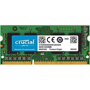 Crucial Technology 8GB, 204-pin SODIMM, DDR3 PC3-10600,