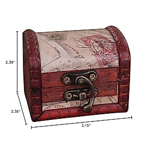 fublousRR5 Jewelry Box, Retro Stamp Style Metal Lock Wooden Jewelry Storage Box Treasure Necklace Case