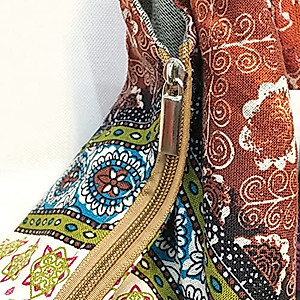 jinghuiyue Bohemian Hippie Crossbody Bag Purse Zip Hobo Sling Bag Handmade Thai Top Messenger Bags (256-511)