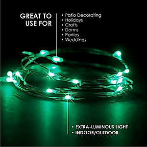 RTGS Products Green Colored LED Lights Indoor Outdoor String Lights, Fairy Lights Battery Powered Patio, Bedroom, Holiday Decor, etc.