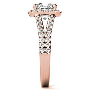 Sparkx Diamond 2 CT Cushion Cut Colorless Moissanite Engagement Ring Split Shank Halo Style, Handmade 10K 14K 18K Solid Rose Gold & 925 Sterling Silver Wedding Bridal Anniversary Promise Ring Gift