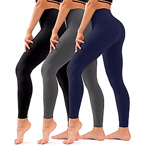 Hmuuo 3 Pack Leggings for Women High Waisted Tummy Control No See-Through Yoga Pants Workout Running Leggings