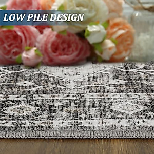 Zacoo 9x12 Rug for Living Room Washable Rugs Rug for Bedroom Vintage Rug Non Slip Carpet Tribal Throw Rugs Large Area Rug Stain Resistant Office Rug Classroom Rug 9'x12' Grey