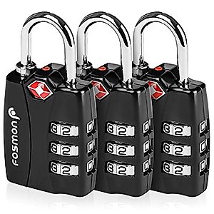 TSA Accepted Luggage Locks, Fosmon (3 Pack) Open Alert Indicator 3 Digit Combination Padlock Codes with Alloy Body for Travel Bag, Suit Case, Lockers, Gym, Bike Locks or Other