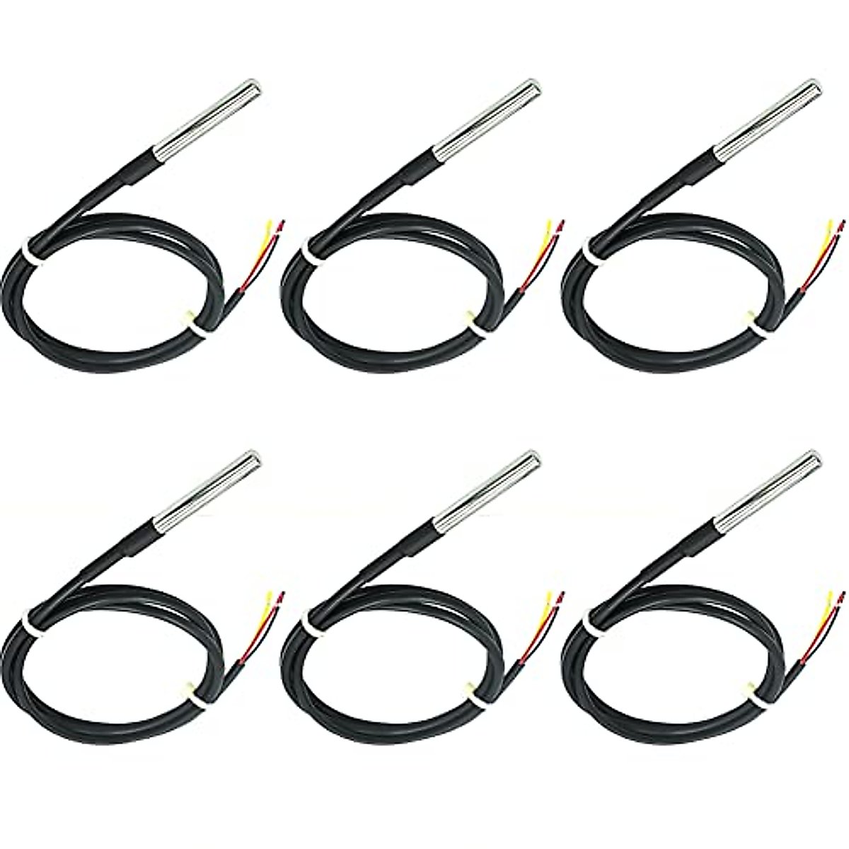 SYUAB 6pcs DS18B20 1 Meter/3.2Ft Temperature Sensor Stainless Steel Encapsulated Waterproof Digital Temperature Probe for Raspberry Pi and Arduino