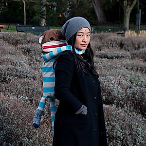 SUCK UK Sock Monkey Laundry Bag and Hanging Washing Basket with Velcro Hands, Multicolor