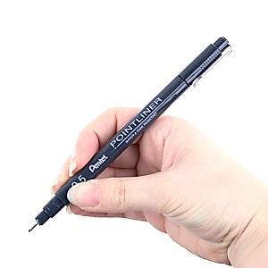 Pentel Arts Pointliner Pen, (0.5mm), Black Ink, Box of 12 (S20P-5A)