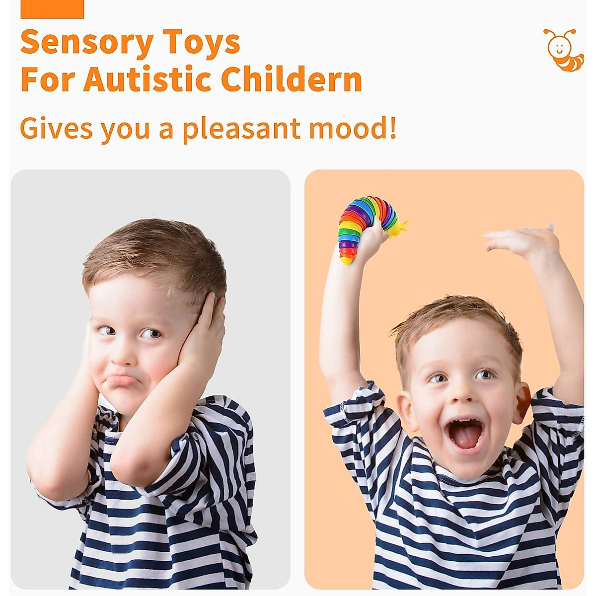 Sensory Fidget Toys for Kids and Adults, Slug Sensory Toys for Autistic Children Baby & Toddler Bluey Toys, Slinky Fidget Toys Adults Fidgets for Classroom Toys for 1 Year Old Toddler Toys Age 1-2 1-3