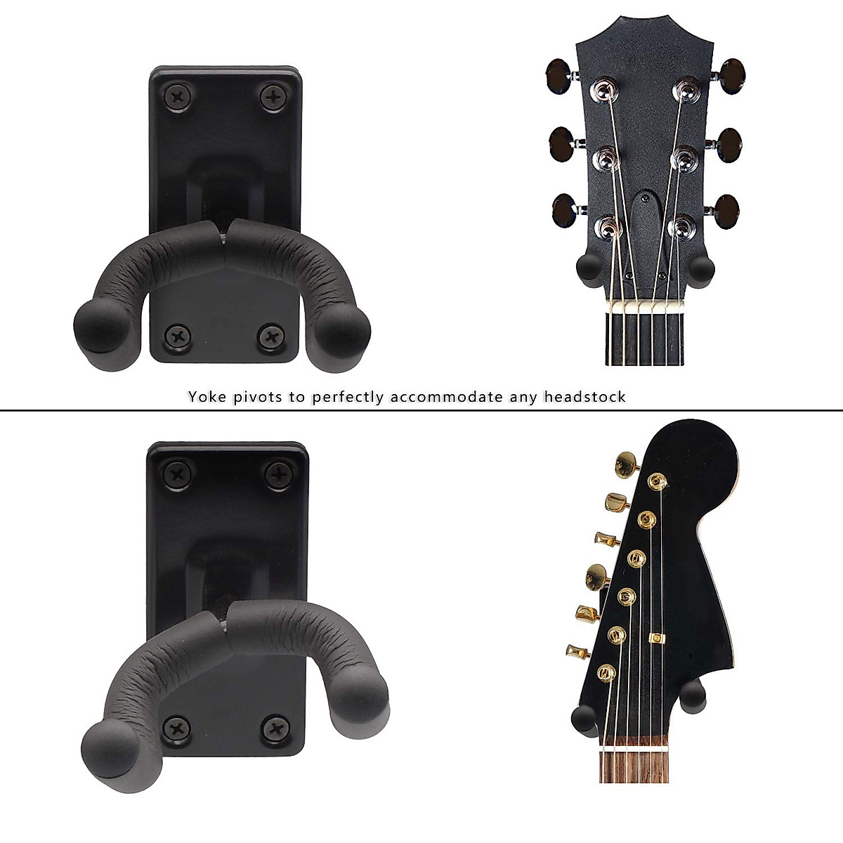 Guitar Wall Mount Guitar Wall Hooks Stand Guitar Display Hanger Suitable Fits Guitars, Bass, Mandolin, Banjo, Ukulele (2 Pack)