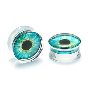 TBOSEN 1Pairs Eye style Acrylic Ear Gauges Plugs and Tunnels for Ears Gauges for Ears Piercing Expander Stretchers Gift 0g-1 3/16" in 8mm-30mm