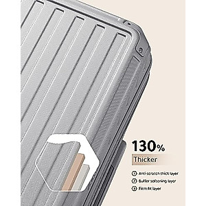 LUGGEX PC 28 Inch Luggage with Spinner Wheels - Hardside Expandable Large Checked Luggage - 4 Metal Corner Hassle-Free Travel (Silver Suitcase)