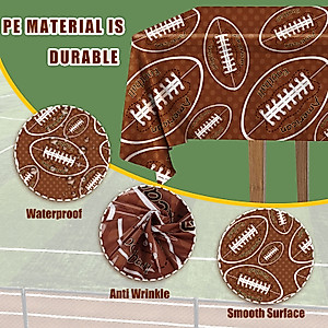 3PCS Football Tablecloths for Football Party Decorations Plastic Disposable Touchdown Football Game Day Party Table Covers for Rectangle Tables Birthday Party Superbowl Decorations, 54 x 108 Inches