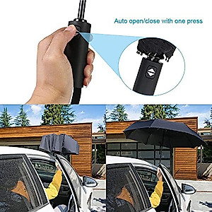 Ateupom Rain Umbrella, 12 Ribs 39 inch Auto Open/Close Windproof Umbrella, Waterproof Travel Umbrella, Portable Umbrellas Folding Backpack Umbrella with Ergonomic Handle